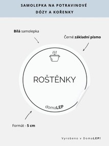 Samolepka na kořenky ROŠTĚNKY bílá 5 cm základní písmo
