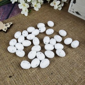 Dekorativní polystyrenová vajíčka BÍLÁ- 2,5 cm, 50 ks