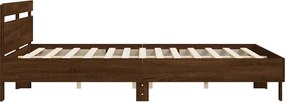 Rám postele s čelem hnědý dub 200 x 200 cm kompozitní dřevo 3207398
