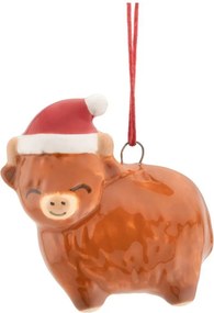 Keramická vánoční ozdoba 4,5 cm Highland Cow – Sass & Belle