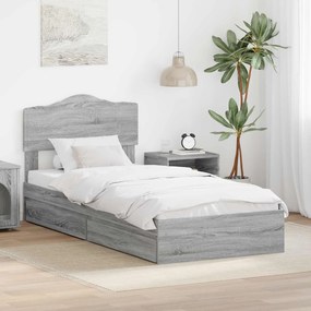 Postel s úložným prostorem se zásuvkou Šedá Sonoma 90 x 200 cm 3413136