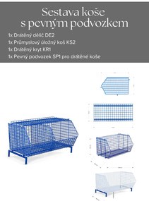 FEROPLAST spol. s.r.o Průmyslový úložný koš KS4, kompletní set 1 koše na pevných nohách
