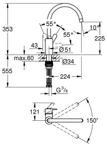 Grohe Get Dřezová páková baterie stojánková chrom 31494001