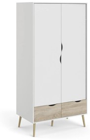 Vikio Šatní skříň OSLO 75396 s bílými dveřmi se zásuvkami v dekoru dub 99 cm