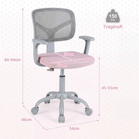 Costway Ergonomická dětská psací židle s nastavitelnou výškou a samosvornými