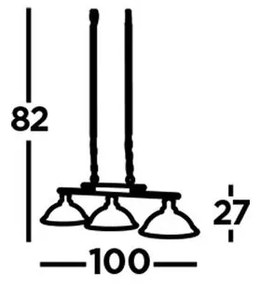Searchlight 2683-3SS Trojité závěsné svítidlo BISTRO SATIN, alabastrové sklo