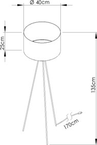 Stojací lampa Nevia, 1x béžové textilní stínítko, b
