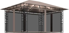 Altán s moskytiérou a světelnými LED řetězy 4x3x2,73 m taupe 3070319