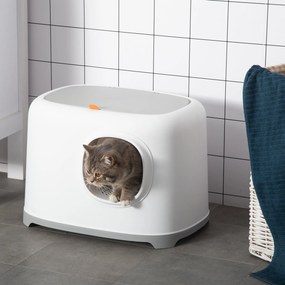 PawHut Kočičí Toaleta s Krytem a Lopatičkou XXL pro Kočky do 5 kg 55 x 40 x 39 cm Bílá