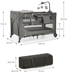 KINDERKRAFT - Cestovní postýlka JOY 2 s doplňky šedá