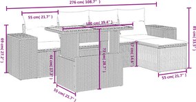 6dílná zahradní sedací souprava s poduškami béžová polyratan 3272612