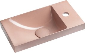Sapho Agos betonové umývátko 40 x 22 cm s otvorem pro baterii bez přepadu levé/pravé růžová lesk AS40021