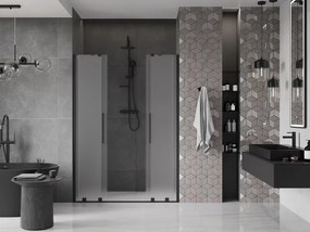 Mexen Velar Duo, posuvné sprchové dveře do otvoru 140 cm, 8mm sklo námraza, černá matná, 871-140-000-32-70