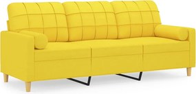 3místná pohovka s polštáři světle žlutá 180 cm textil 3200795
