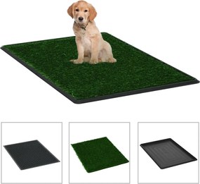 vidaXL Toaleta pro psy s nádobou a umělou trávou zelená 76x51x3 cm WC [170769]
