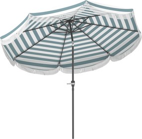 Outsunny Zahradní Slunečník s Obloukovým Úhlem Ø2,7 x 2,4 m s Kličkou pro Otevírání a Zavírání, třásně, 180 g/m² UV Ochrana UPF 30+, Ideální na Balkon