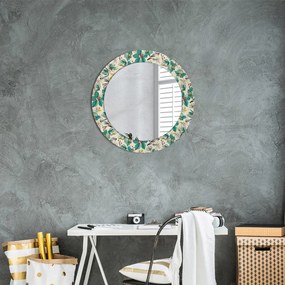 Kulaté dekorativní zrcadlo Květiny a ptáci fi 60 cm