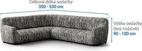 Bielastické potahy UNIVERSO NOVÉ žíhané černobílé rohová sedačka (š. 350 - 530 cm)