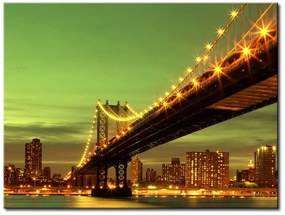Obraz New York USA (1-dílný) - osvětlený most na pozadí architektury