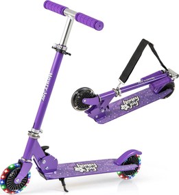 Costway Dětská skládací koloběžka s LED koly Stojan na řídítka
