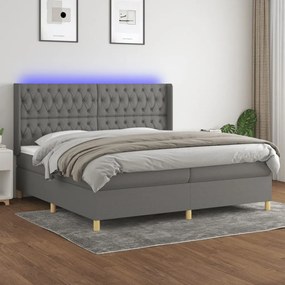 Box spring postel s matrací a LED tmavě šedá 200x200 cm textil,  3139142