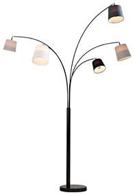 Noble Home Stojací lampa LEVERO, 200 cm, černá, šedá, bílá