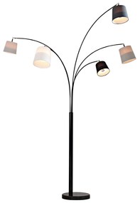 Stojací lampa LEVERO, 200 cm, černá, šedá, bílá