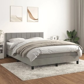 Box spring postel s matrací světle šedá 140x200 cm samet,  3141305