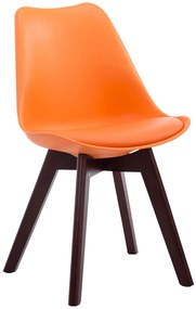 Židle Borne V2 ~ plast / koženka, dřevené nohy ořech - Oranžová