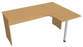 Stůl ergo levý 160*120 cm - Hobis Gate GE 60 L Dekor stolové desky: buk, Dekor lamino podnože: buk, Barva nohy: stříbrná