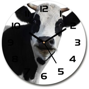 Wallmuralia Skleněné hodiny kulaté Strakatá kráva fi 30 cm