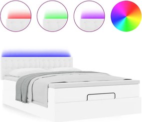 Osmanský postel s matracemi&amp;LED čistě bílý 140x190cm umělá kůže 3312153
