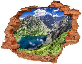 Wallmuralia Díra 3D ve zdi na stěnu Černé jezero Tatry 90x70 cm