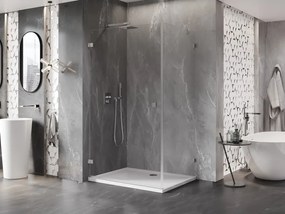 Mexen Lunar-B, výklopný sprchový kout levý 90 x 80 cm, 8mm čiré sklo, ocelový profil, 832-090-080-97-00-L