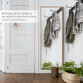 HOMCOM Celoplošné zrcadlo na zeď 125x45cm s dřevěným rámem v přírodní barvě do šatní skříně, předsíně nebo ložnice | Aosom.de