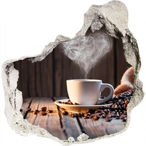 Wallmuralia Nálepka 3D díra samolepící Šálek kávy 75x75 cm