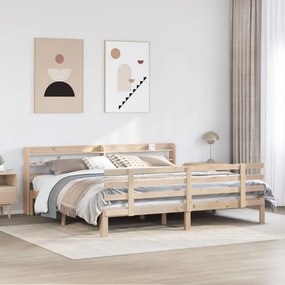 Rám postele s čelem 200 x 200 cm masivní borové dřevo 3306861