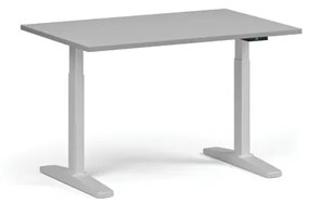 Výškově nastavitelný stůl, elektrický, 675-1325 mm, deska 1200x800 mm, bílá podnož, šedá