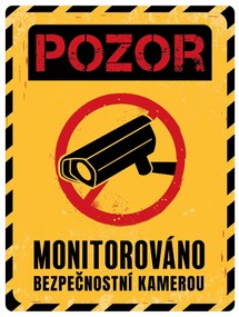 Postershop Plechová cedule: Pozor, Monitorováno - 30x40 cm