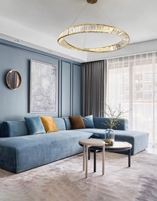 Křišťálový závěsný LED lustr APP1201-CP 50 cm zlatý/neutrální bílá