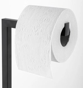 Erga Trapa, hranatý držák WC papíru se zásobníkem na toaletní papír, černá matná, ERG-YKA-P.TRAPA-BLK