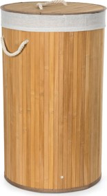 Koš na prádlo G21 55 l, bambusový kulatý s bílým košem [6355514]