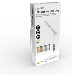 Solight LED stmívatelná stolní lampička s displejem, 6W, volba teploty světla, bílý lesk