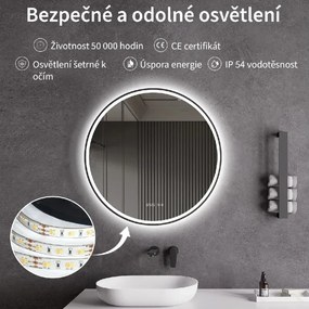 CERANO - Koupelnové LED zrcadlo Rivo, kovový rám - černá matná - Ø 80 cm