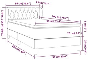 Box spring postel s matrací taupe 90x200 cm textil,  3126457