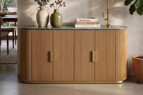 Designová komoda Ifama 170 cm zelený mramor / mango