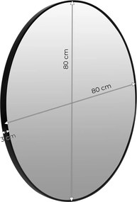 Kulaté nástěnné zrcadlo KOKO 80 cm černé