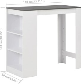 280216  Bar Table with Shelf White 110x50x103 cm 280216