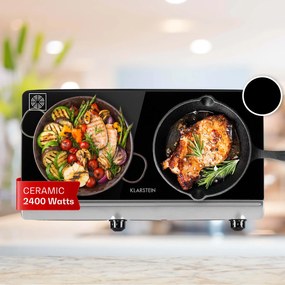 Cookbuddy, sklokeramická varná deska, 2400 W, 2 zóny, 5 úrovní výkonu