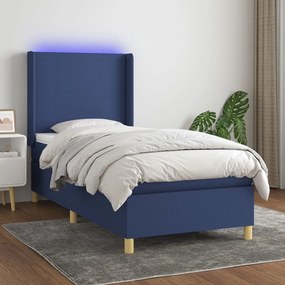 Box spring postel s matrací a LED modrá 100x200 cm textil 3138699